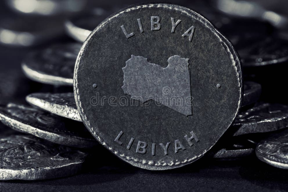 Silver Coin with Map of Libya Stock Illustration - Illustration of ...