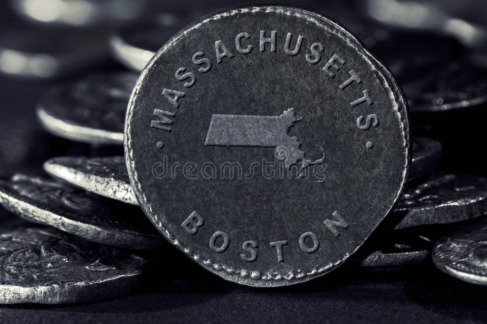 Silver Coin with Map of Massachusetts Stock Illustration - Illustration ...