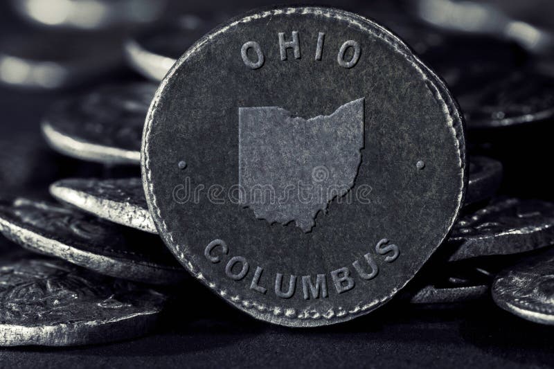 Silver Coin with Map of Ohio Stock Illustration - Illustration of ...
