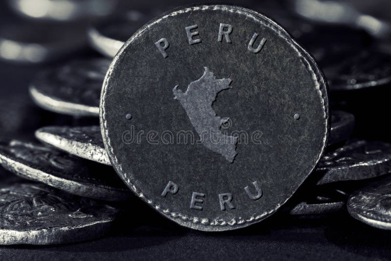 Silver Coin with Map of Peru Stock Illustration - Illustration of badge ...