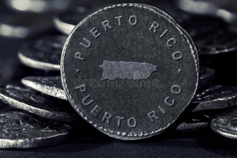 Silver Coin with Map of Puerto Rico Stock Illustration - Illustration ...