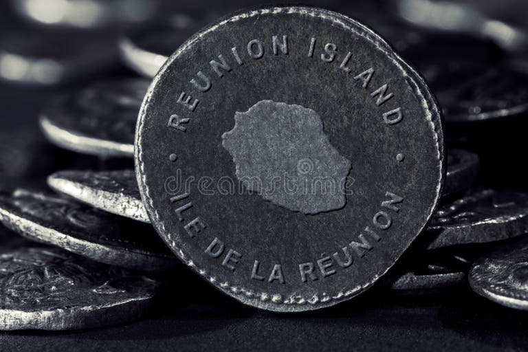 Silver Coin with Map of Reunion Stock Illustration - Illustration of ...