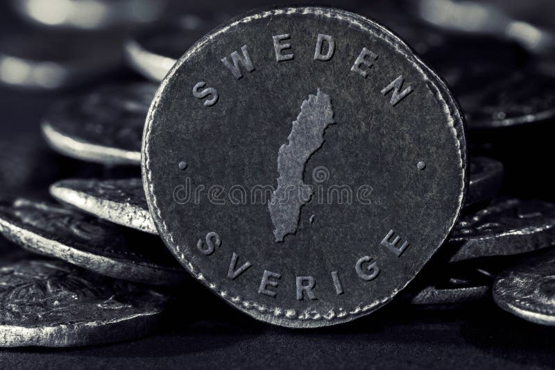 Silver Coin with Map of Sweden Stock Illustration - Illustration of ...