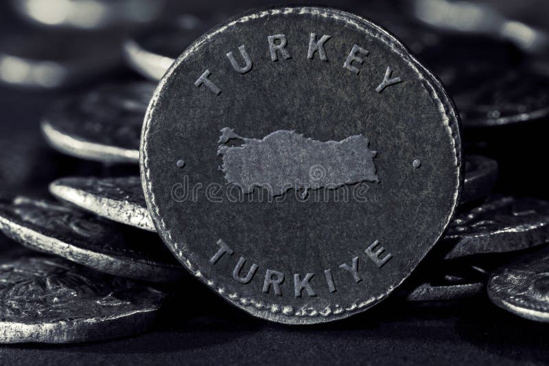 Silver Coin with Map of Turkey Stock Illustration - Illustration of ...