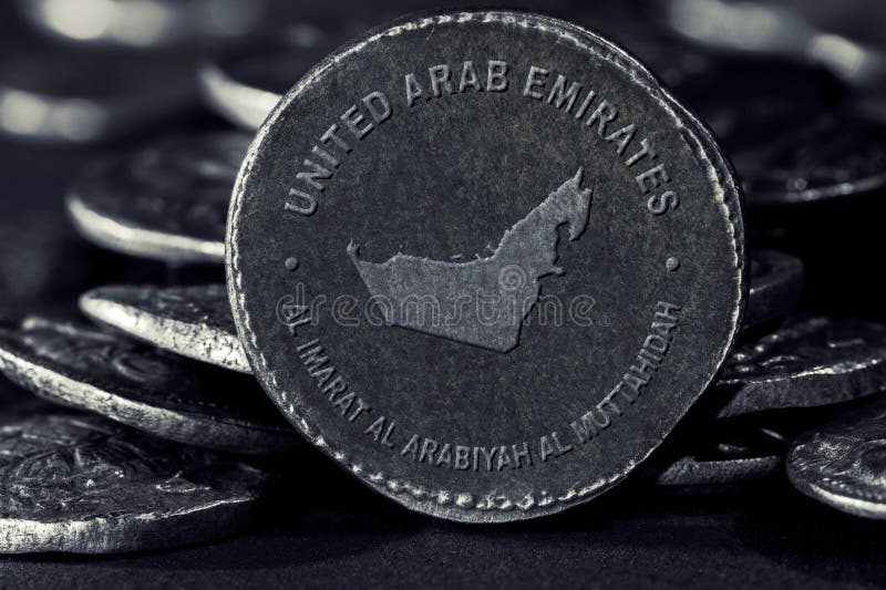 Silver Coin with Map of United Arab Emirates Stock Illustration ...