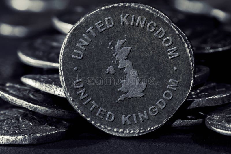 Silver Coin with Map of United Kingdom Stock Illustration ...