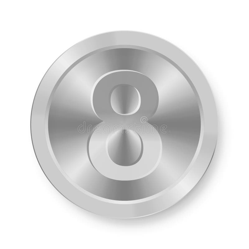 Silver Coin with Number Eight Concept of Internet Icon Stock Vector ...