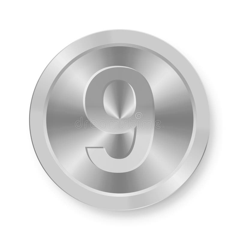 Silver Coin with Number Nine Concept of Internet Icon Stock Vector ...