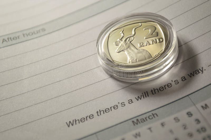 South African Two Rand Silver Coin Stock Photo - Image of kudu, small ...