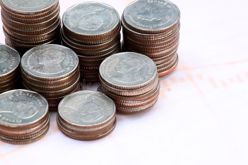 Silver coin stack. stock image. Image of calculations - 79777149