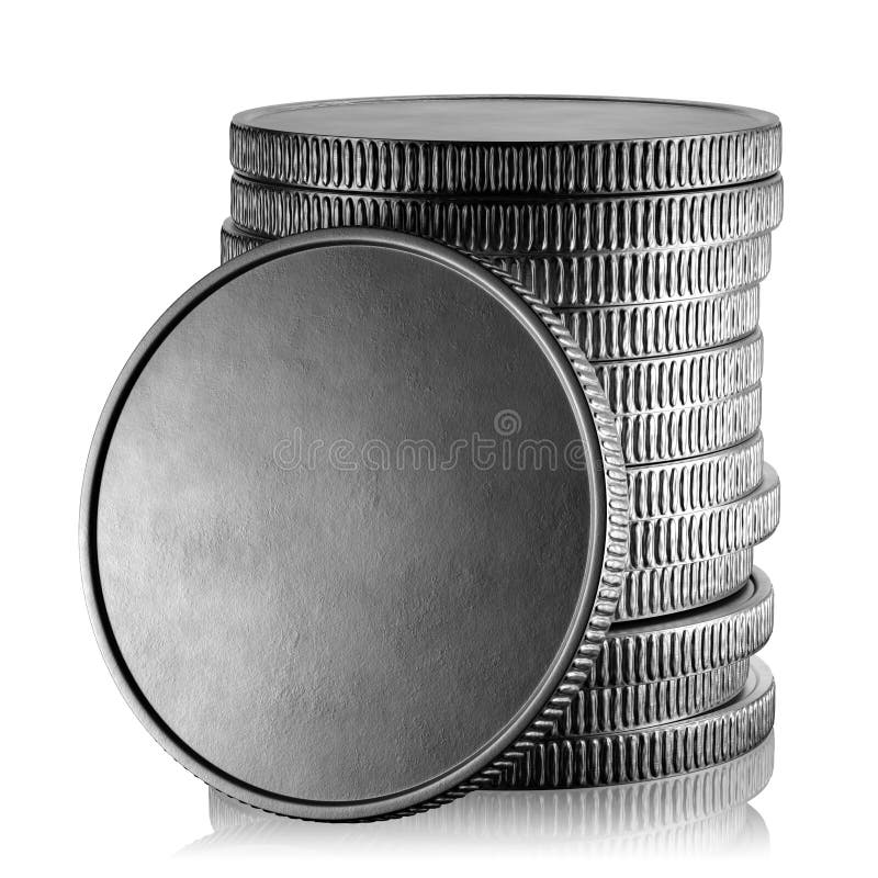 Silver Coin Stands Sideways. Coins Template for Your Design. a Stack of ...