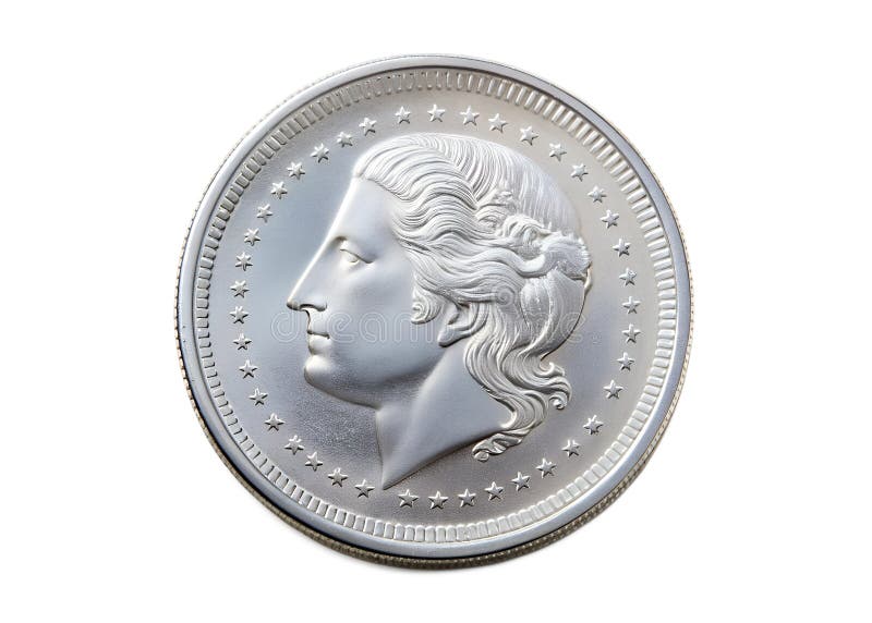 Silver Coin Top View Isolated Stock Image - Image of change, macro ...