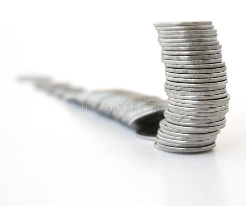 Stacks of silver coins stock photo. Image of tall, wealthy - 9896384