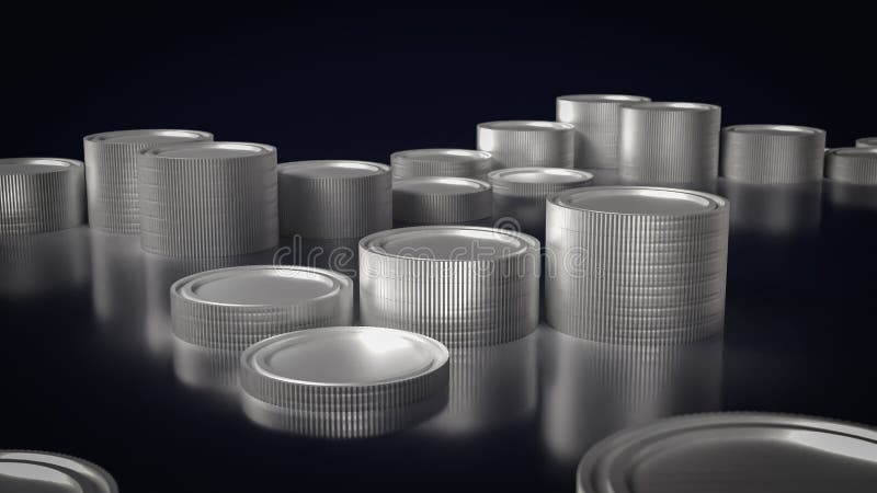 The Silver Coins for Business Concept 3d Rendering Stock Illustration ...