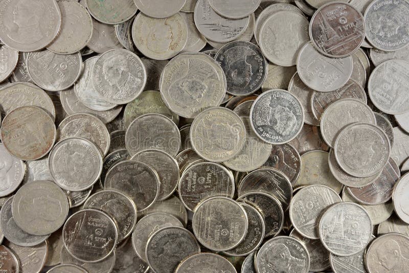 The Silver Coins Stack Several Coins. Stock Image - Image of background ...