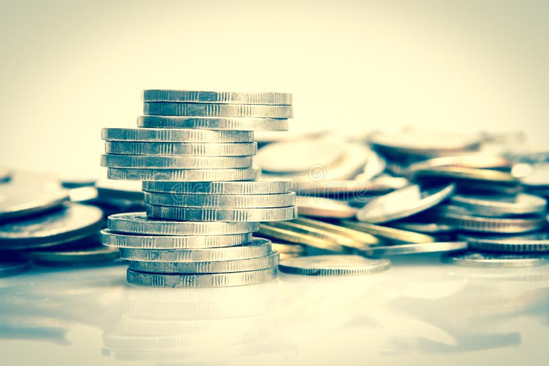 The Silver Coins Stcking , Vintage Color Tone Stock Image - Image of ...