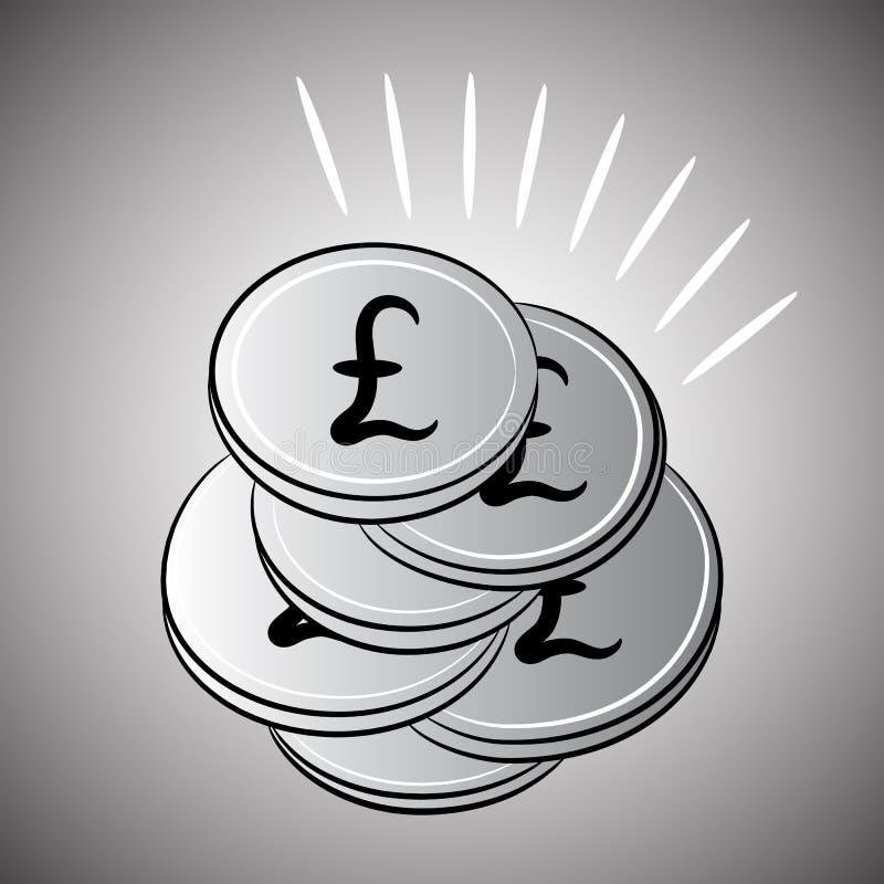 Silver Coins Sterling Pounds Stock Vector - Illustration of icon, pile ...