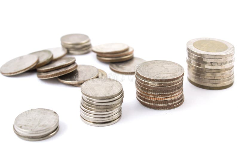 Silver coins of Thailand stock photo. Image of bronze - 41570790