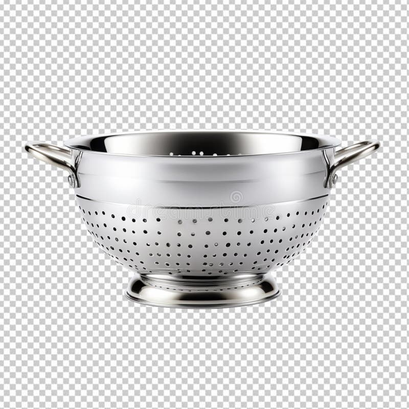 Silver Colander Isolated on Transparent Background Stock Illustration ...