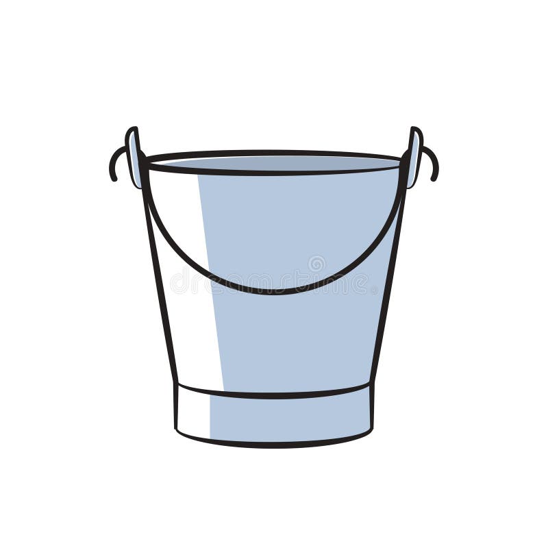 Silver Color Bucket with Handle Stock Vector - Illustration of ...