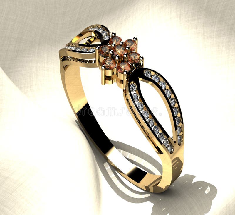 Silver Color Ring with Diamonds Stock Photo - Image of designer, gift ...