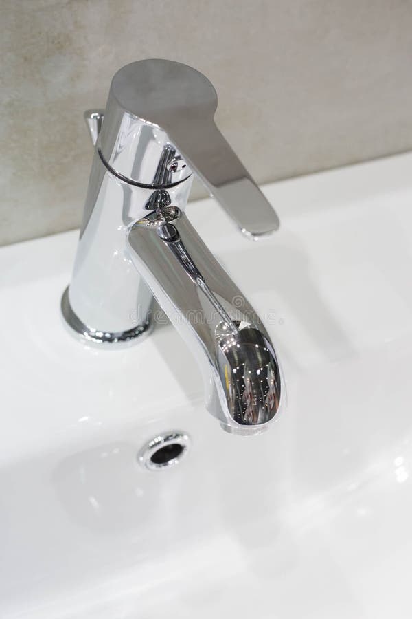 Silver Colored Bathroom Tap Stock Image - Image of interior, clean ...