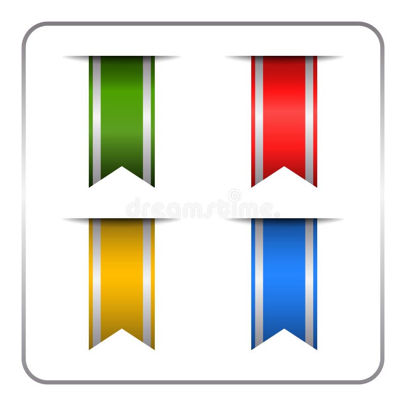 Blue and Red Bookmark. Banner 3D Set. Vertical Book Mark, Isolated on ...