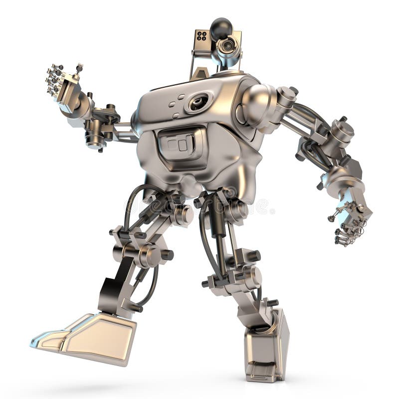 Silver-colored Humanoid Robot Stock Illustration - Illustration of ...