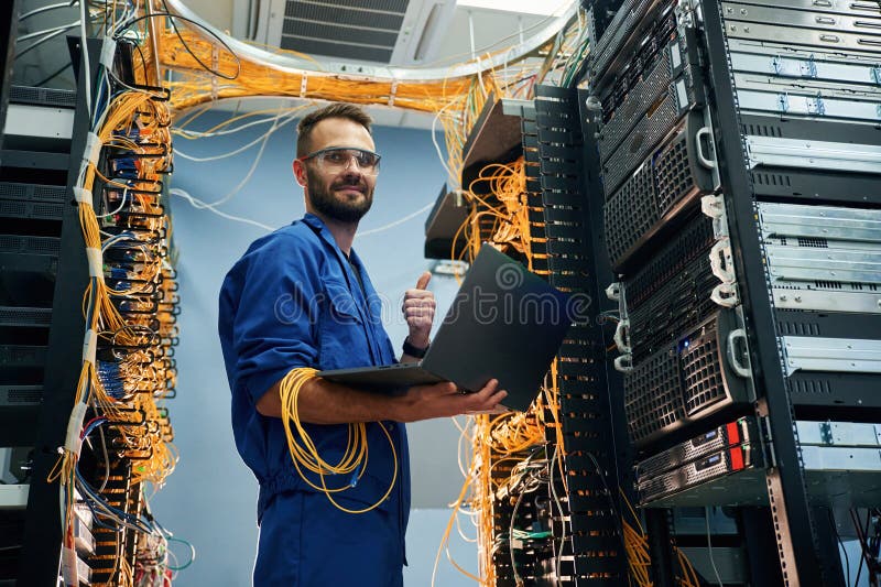 Silver Colored Laptop in Hands. Young Man is Working with Internet ...