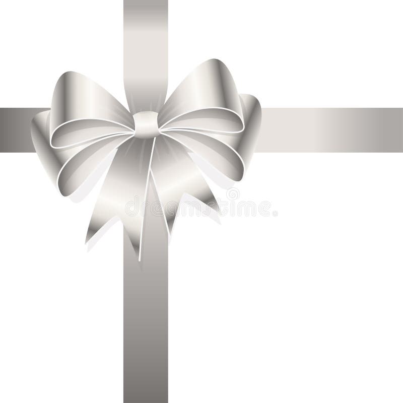 Silver colored ribbon bow stock vector. Illustration of souvenir ...