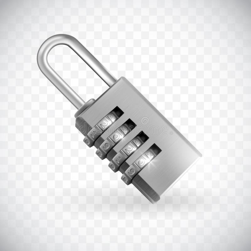 Silver Combination Lock with Numbers 2020, Realistic Metal Padlock ...