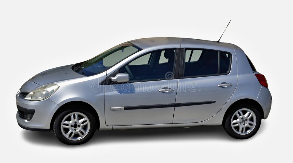 Silver Compact Renault Clio Parked in Profile View Editorial ...
