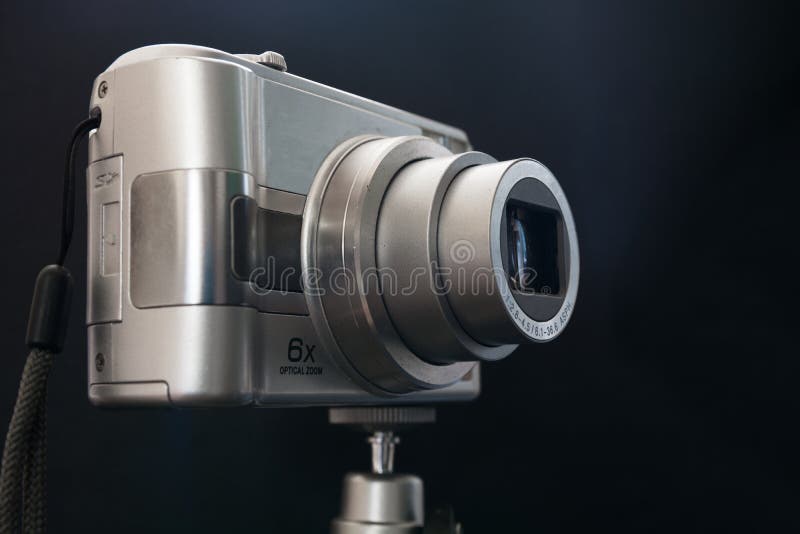 Silver Compact Digital Photo Camera. Stock Photo - Image of equipment ...
