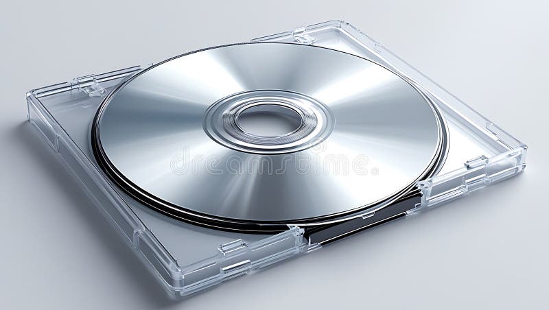 Silver C D and Jewel Case on a White Surface with Reflections and a ...