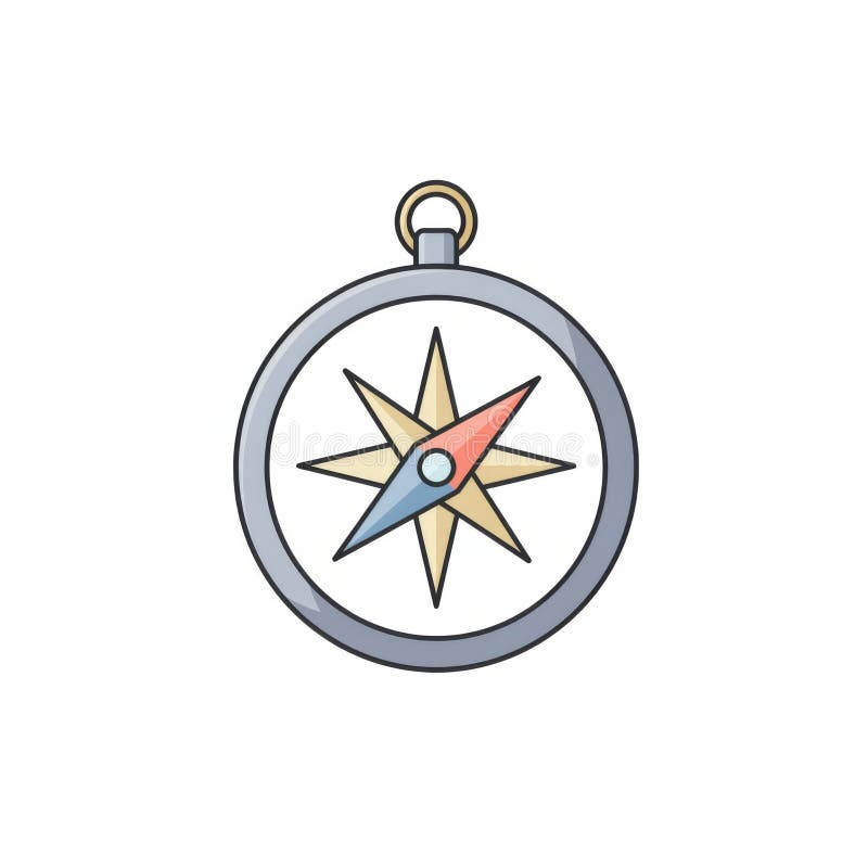 Silver Compass with Blue and Red Needle on White Background Adventure ...
