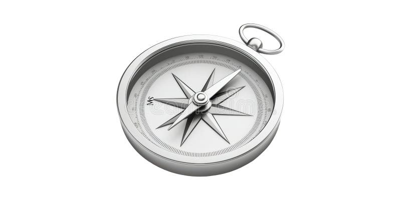 Silver Compass with Directional Needle. Navigation and Exploration Tool ...