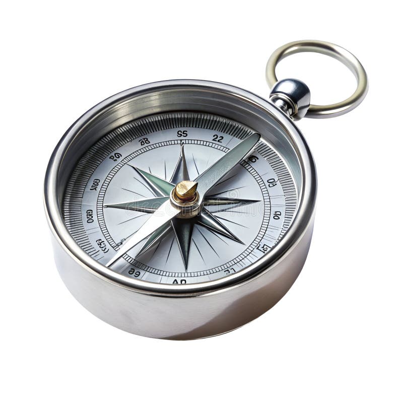Silver Compass Navigation Tool Isolated White Background Stock ...