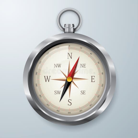 Silver Compass, Vintage Metal Compass. Stock Illustration ...