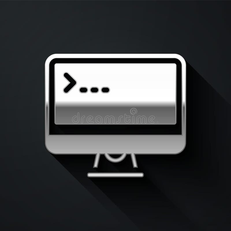 Silver Computer Monitor Screen Icon Isolated on Black Background ...