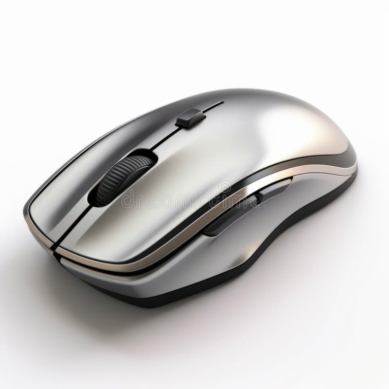 Silver Computer Mouse on White Background - Digitally Enhanced Everyday ...