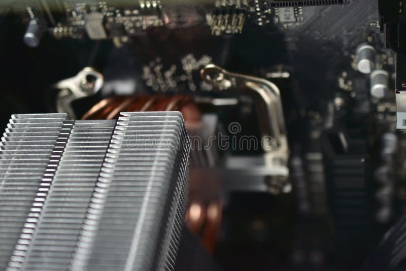 Silver Computer Processor on a Black Motherboard Stock Image - Image of ...