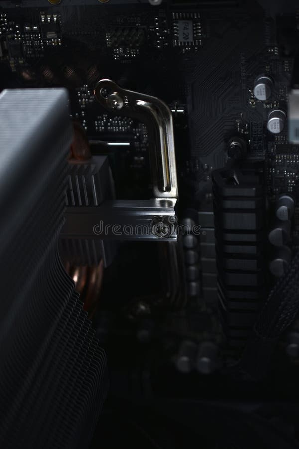 Silver Computer Processor on a Black Motherboard Stock Image - Image of ...