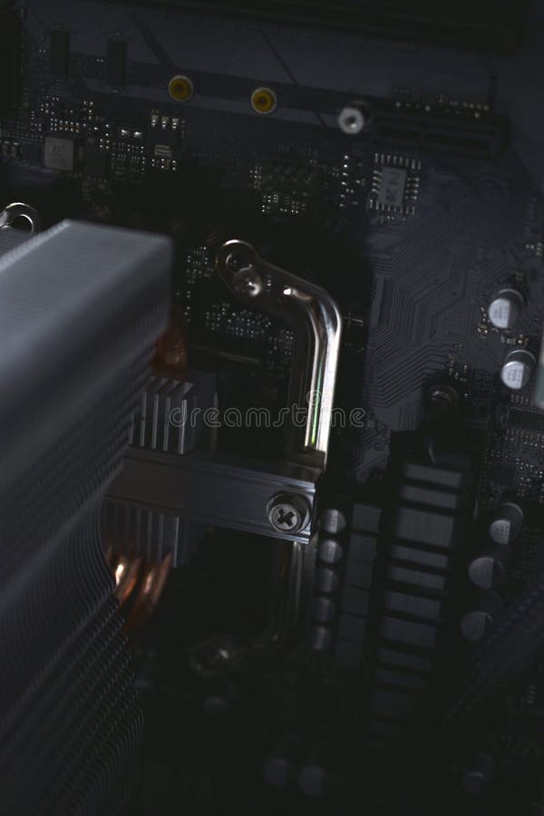Silver Computer Processor on a Black Motherboard Stock Image - Image of ...