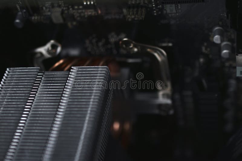 Silver Computer Processor on a Black Motherboard Stock Image - Image of ...