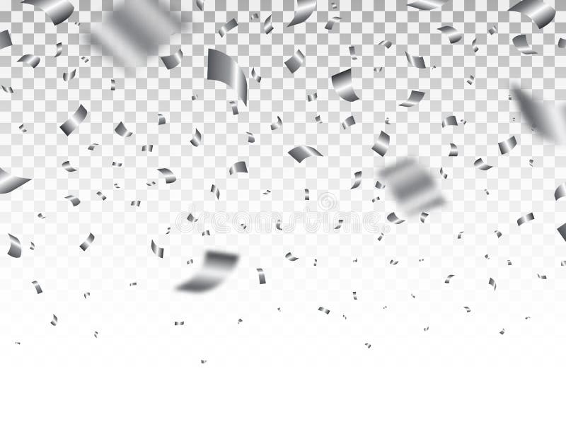 Silver Confetti Isolated on Transparent Backdrop. Luxury Bright Tinsel ...