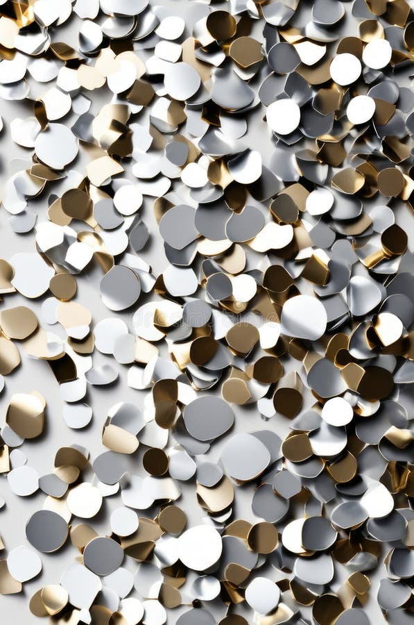 Silver Confetti Shower on White Backdrop Stock Image - Image of wedding ...