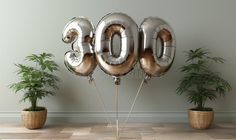 Silver Congratulatory Balloons in the Shape of the Number 300. Stock ...