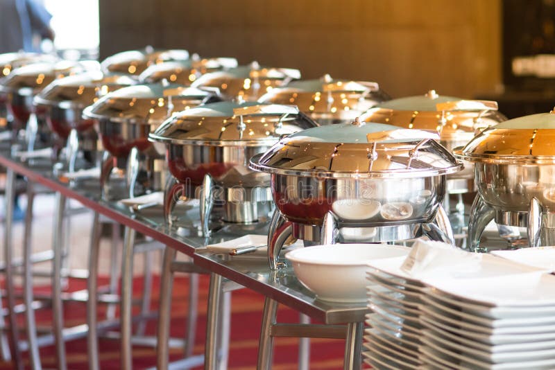 Silver Container for Food in the Buffet Stock Image - Image of ...