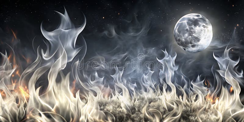 Silver and Cool Grey Abstract Flames Modern Moonlight Generative by AI ...