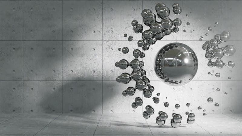 Silver Core and Liquid Particles in the Sphere Change Shape Like Ink ...